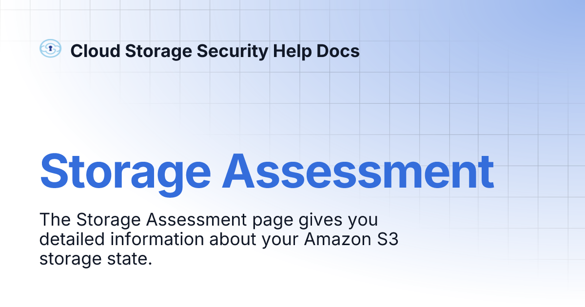 Storage Assessment | Cloud Storage Security Help Docs